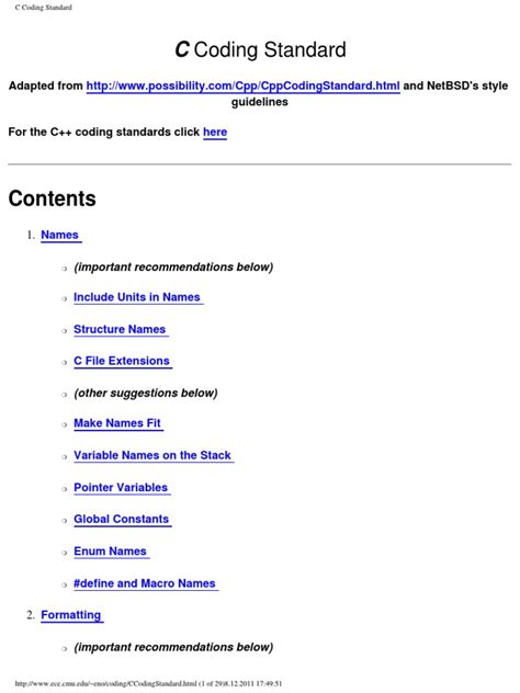 C Coding Standard Pdf C Programming Language C