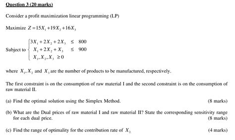 Solved Question 3 20 ﻿marksconsider A Profit Maximization