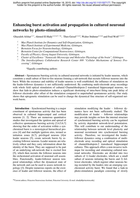 Pdf Enhancing Burst Activation And Propagation In Cultured Neuronal