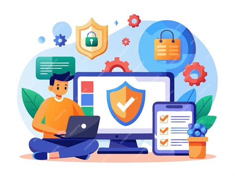 Cybersecurity And Data Protection Vector Art Of Online Security With