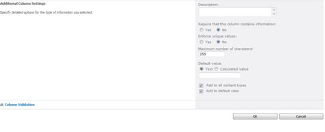 2010 possible to add to to the additional column settings for a