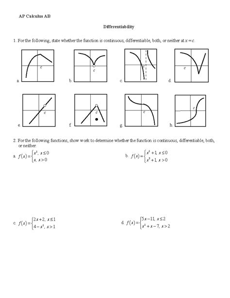 Differentiability Homework 1 Studocu