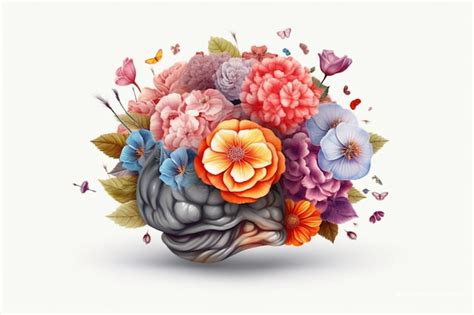 Premium Ai Image Brain With Flowers Illustration Creative Mind