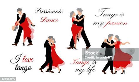 탱고 를 춤추는 수석 부부 흰색 배경에 평면 스타일로 춤을 노인의 일러스트 벡터 세트입니다 활발한 노인과 회색 머리를 가진 노인은 어린 사람들처럼 아름다운 춤을 추고