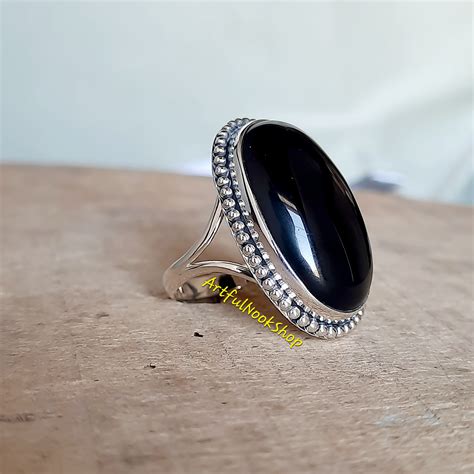 Black Onyx Ring Onyx Ring Large Onyx Ring Oval Onyx Ring Pure 925