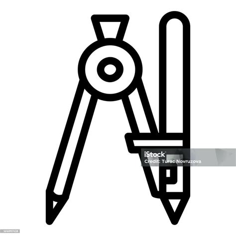 나침반 선 아이콘 학교 또는 엔지니어링 문구 개념 흰색 배경에 구분선 도구 기호 스타일과 웹으로 나침반 기호를 측정합니다 벡터