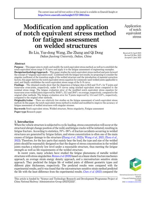 Pdf Modification And Application Of Notch Equivalent Stress Method For Fatigue Assessment On