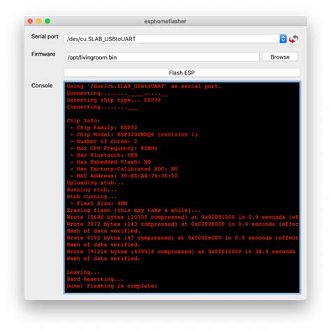 flashing wemos d1 mini with esphome unexpected error could not open