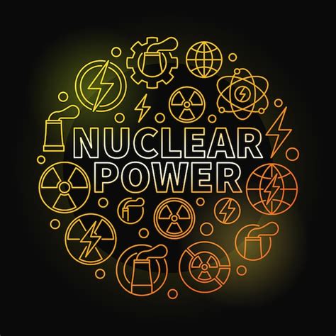Premium Vector Nuclear Power Vector Round Concept Colored Linear Illustration Or Banner