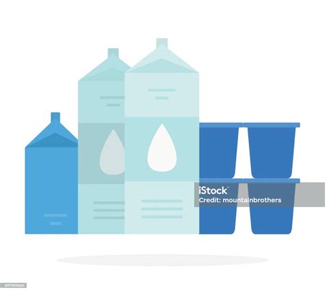 우유 패키지 Kefir 버터 발효 우유와 절연 플라스틱 컨테이너 평면에 요구르트 0명에 대한 스톡 벡터 아트 및 기타 이미지