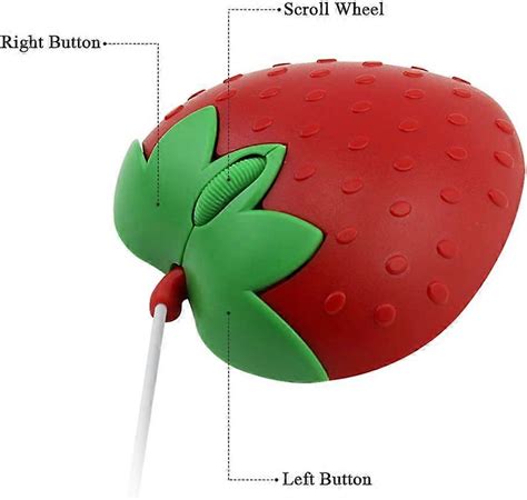 Usb Wired Mouse Cute Fruit Strawberry Shape Portable Wired Mouse Mini