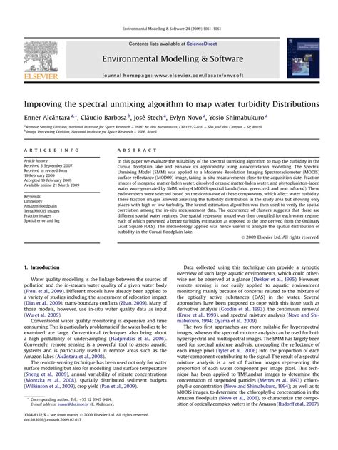 Pdf Improving The Spectral Unmixing Algorithm To Map Water Turbidity Distributions