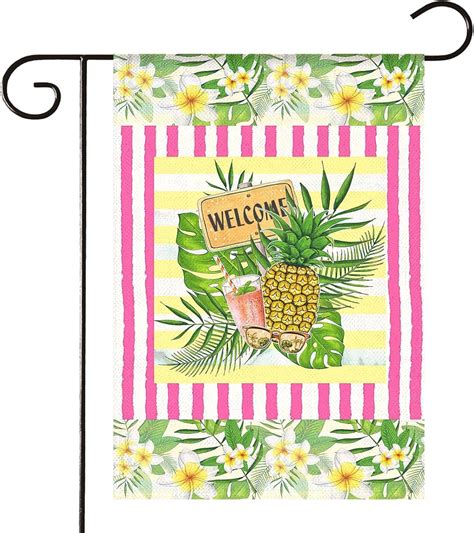 Homfreest Welcome Summer Garden Flag 12x18 Inch Vertical Double Sided Tropical