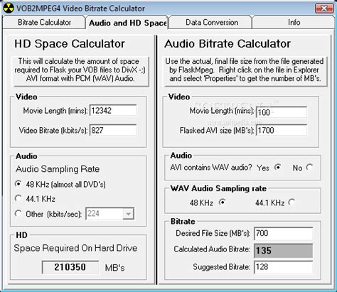 Vob2mpeg4 Video Bitrate Calculator Download Softpedia
