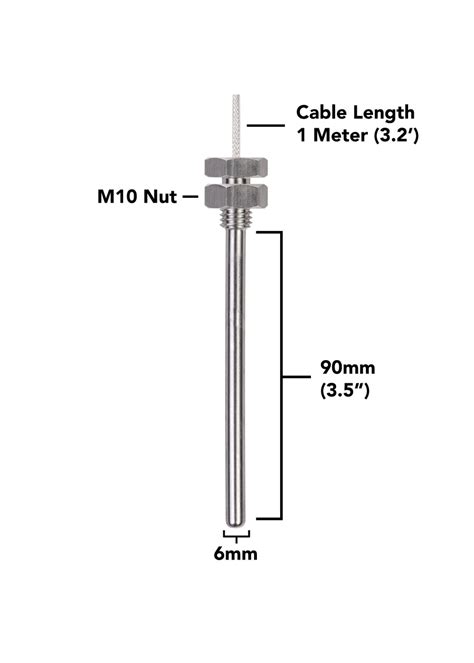 Atlas Scientific Threaded Pt 1000 Temperature Probe Sensors And Probes Sensors And Probes