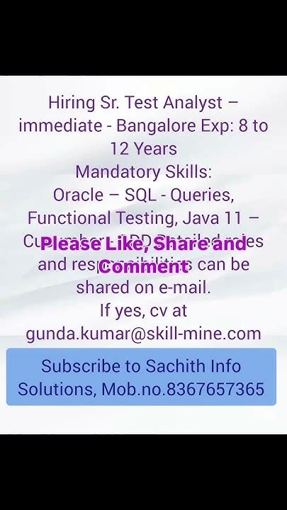 Hiring Sr Test Analyst Testanalyst Testingjobs Youtube