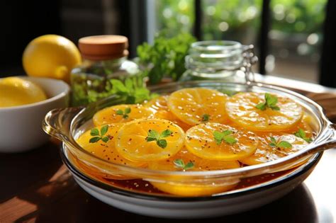 Premium Photo Lemon Sweets In Lemon Syrup Generative Ai
