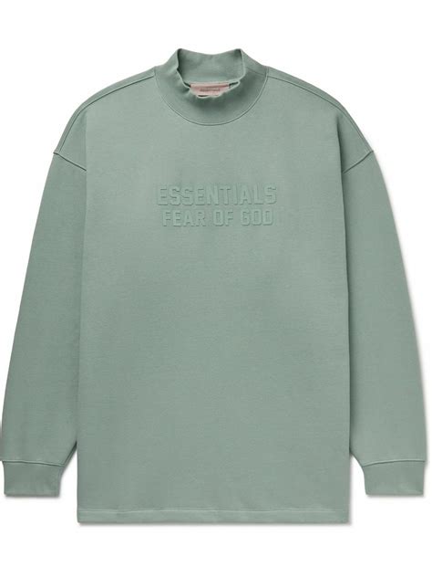 Fear Of God Essentials Logo Appliquéd Cotton Blend Jersey Mock Neck