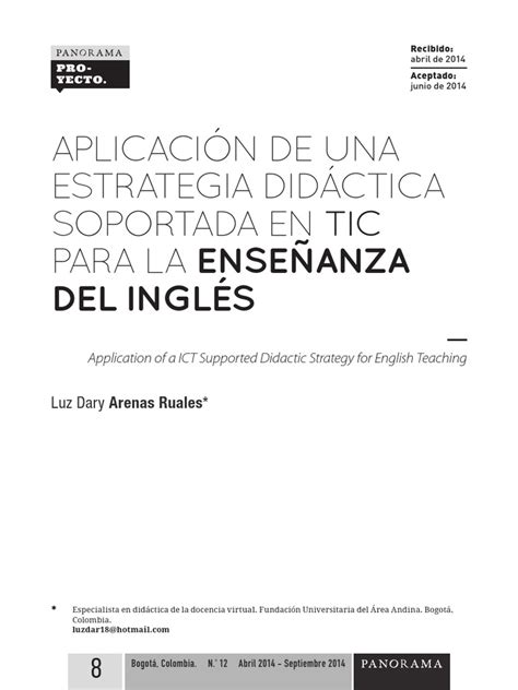 2014 Aplicación De Una Estrategia Didáctica Soportada En Tic Para La Enseñanza Del Inglés Pdf