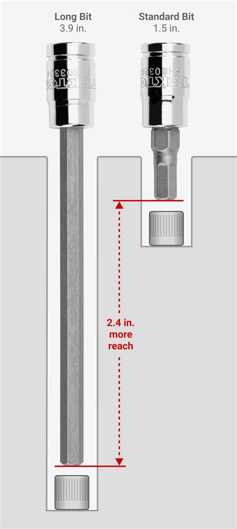 14 Inch Drive Long Hex Bit Socket Set With Case 31 Piece Tekton