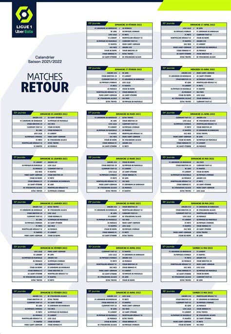 Ligue 1 Uber Eats Le Calendrier Des Matchs De La Saison 2021 2022 Et