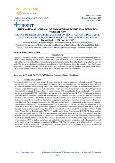 Pdf Effect Of Field Moisture Content On Penetration Index Value Of
