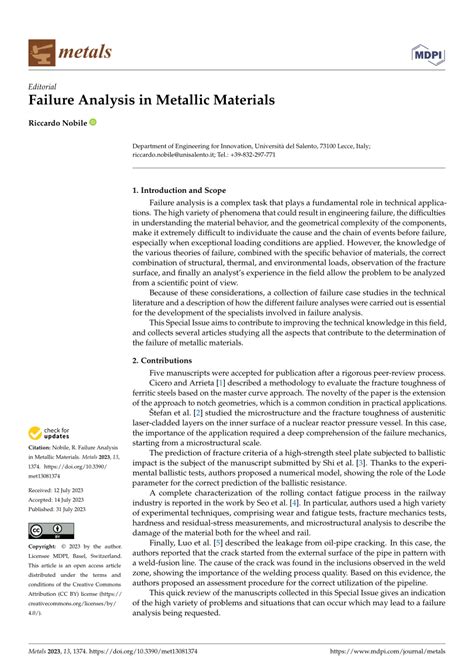 Pdf Failure Analysis In Metallic Materials