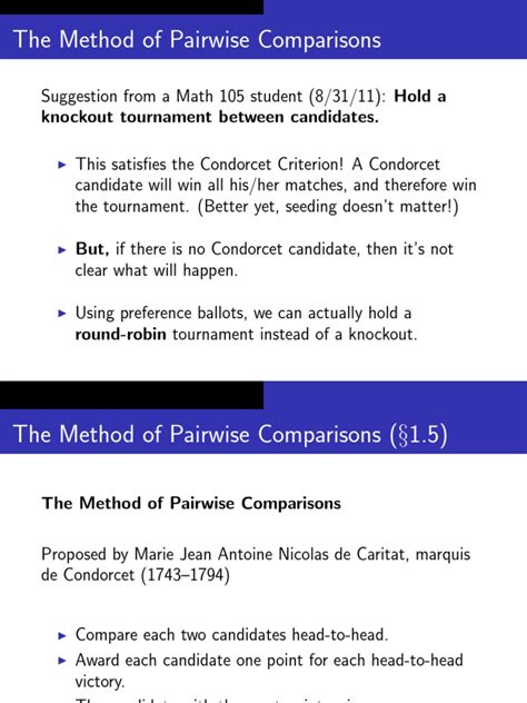 Method Of Pairwise Comparison Voting System Group Decision Making