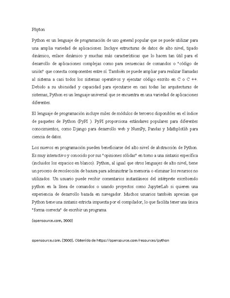 Phyton Hdjskisksisks Phyton Python Es Un Lenguaje De Programación De Uso General Popular