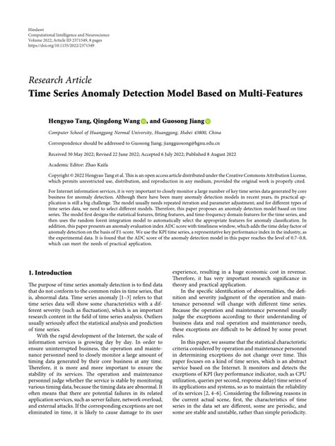 Pdf Time Series Anomaly Detection Model Based On Multi Features