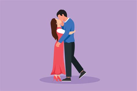 Cartoon Flat Style Drawing Cute Couple In Romantic Pose Happy Man