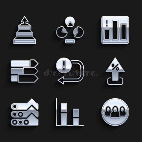 Set Arrow Graph Chart Diagram Project Team Base Percent Up Arrow Pie Infographic And
