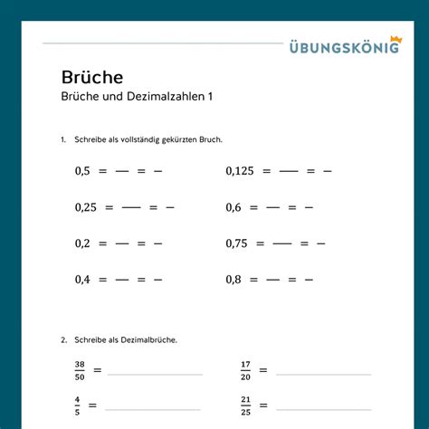 Königspaket Brüche Und Dezimalzahlen Mathe 6 Klasse Mit Test