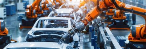 Advanced Robotic Arms Are Performing Precise Assembly Tasks On Vehicles In A Bustling Automotive