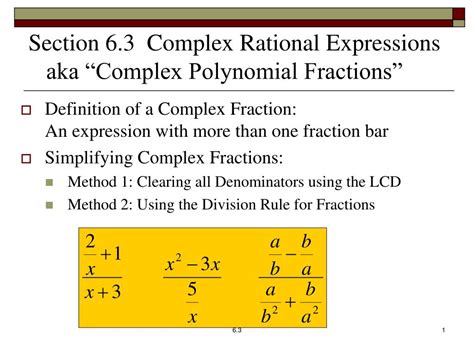 Ppt Section 6 3 Complex Rational Expressions Aka “complex Polynomial