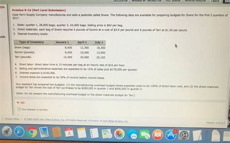 Solved Nex Ces Problem 9 1a Part Level Submission Cook