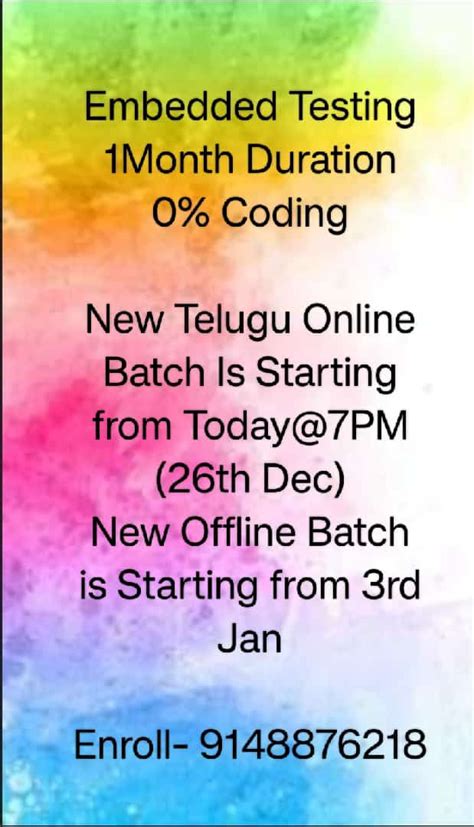 Online Batch For Embedded Testing Roshini Webtech Posted On The Topic