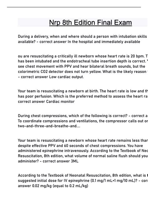 Nrp 8th Edition Final Exam Questions And Answers Latest Update Nrp 8th Edition Stuvia Us