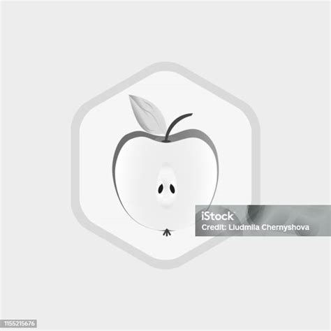 컷에 벡터 애플 아이콘입니다 흰색 바탕에 단색 그리기 농장 시장 엽서 포스터 직물에 대 한 로고를 개발 하기 위한 간단한 템플릿입니다 0명에 대한 스톡 벡터 아트 및 기타