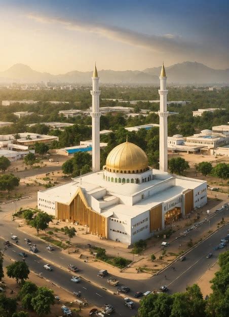 Premium Photo Abuja Cityscape Include Abuja National Mosque With Gold Dorm At Distance View