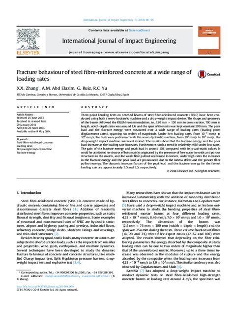 Pdf Fracture Behaviour Of Steel Fibre Reinforced Concrete At A Wide Range Of Loading Rates