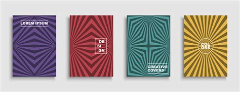 다채로운 복고풍 추상 템플릿 포스터 플래카드 브로셔 배너 전단지 배경 등의 세트 벡터 트렌디 스트라이프 커버 기하학적 빈티지 디자인 가리기에 대한 스톡 벡터 아트 및 기타