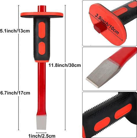 Cyeah 12 Inch Heavy Duty Masonry Chisel Set 4 Pcs Chisels Set With Hand Protection 2 Pcs Flat