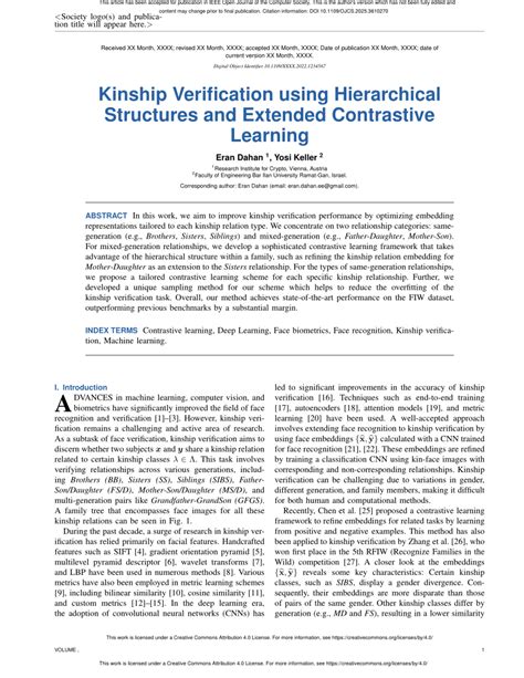 Pdf Kinship Verification Using Hierarchical Structures And Extended Contrastive Learning