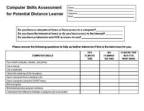 Computer Skills Assessment Template Pdfsimpli