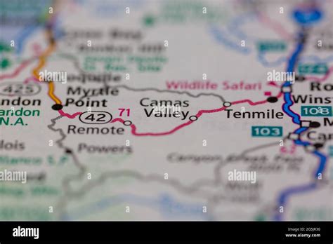 Camas Valley Oregon Usa Shown On A Geography Map Or Road Map Stock