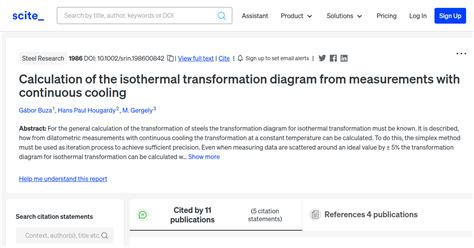 Calculation Of The Isothermal Transformation Diagram From Measurements