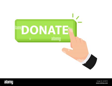 Vector Design Of A Hand Clicking A Donate Button Representing Online Charitable Giving Stock