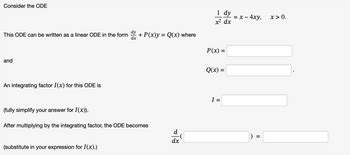 Answered Consider The ODE This ODE Can Be Written As A Linear ODE In The Form And An