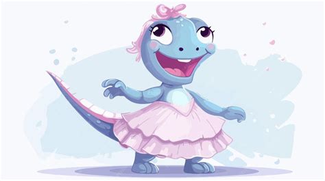 Cute Cartoon Dinosaur Ballerina With Tutu Premium Ai Generated Vector